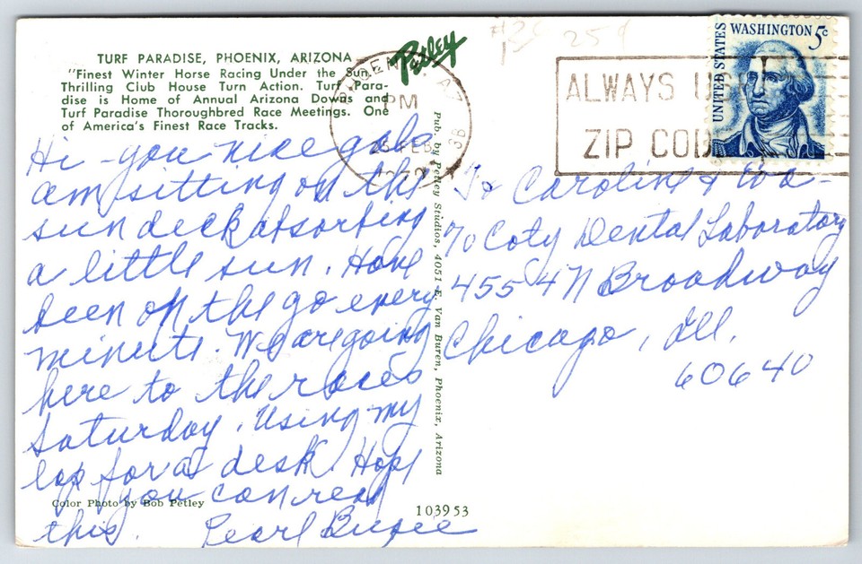 Phoenix Arizona~Turf Paradise Birdseye View~Horse Racing~1970 Postcard ...