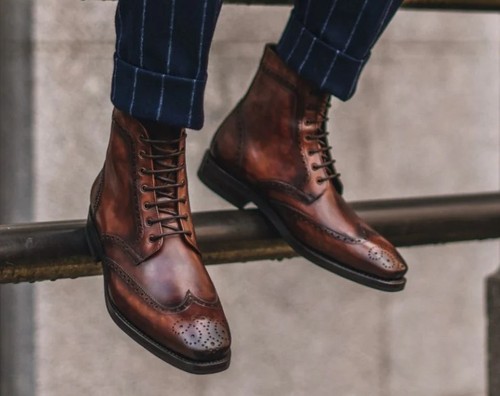 Thursday Sz 12 wingtip Boots #77 color brown leather | eBay