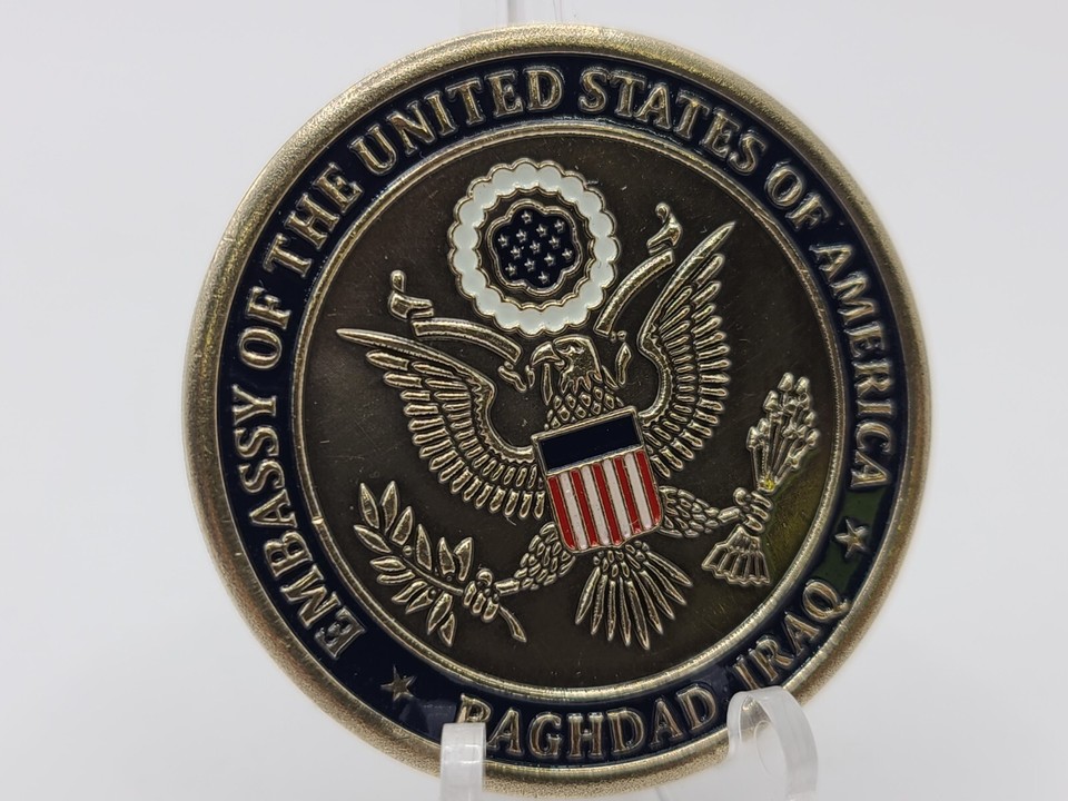 Embassy of United States Baghdad Iraq OIF X'ed US & Iraq Flags Antique ...