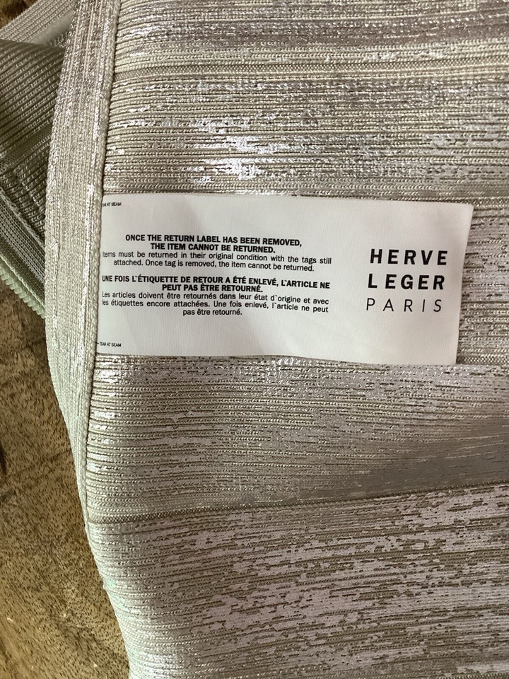 Herve Lever Silver Bandage Mini Dress Sz Large AUTHENTIC NWT | eBay