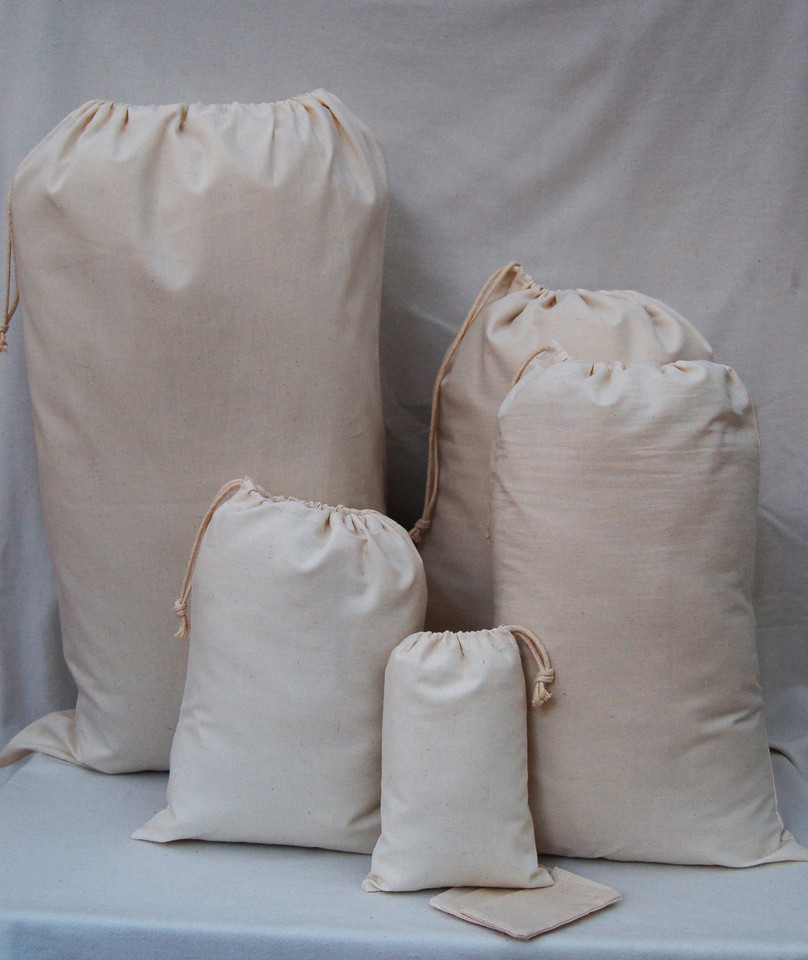 100% PLAIN COTTON DRAWSTRING LAUNDRY AND STORAGE BAGS | eBay UK