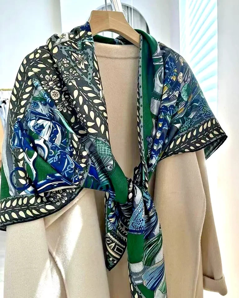 51"x51"Fahion Horses Print 70%Wool 30%Silk Double-sided Thin Scarf ...
