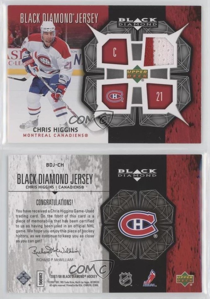 2007-08 Upper Deck Black Diamond Jerseys Chris Higgins #BDJ-CH 8tn | eBay