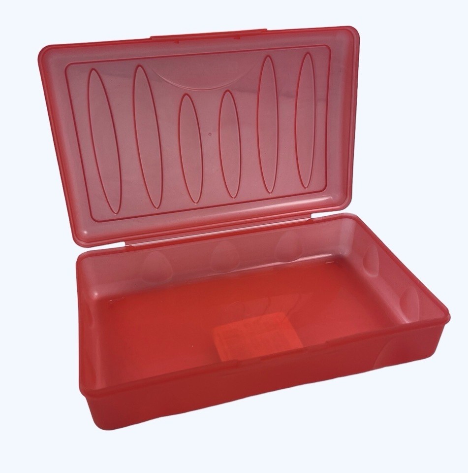 Red Plastic SpaceMaker 2 Pencil Marker Crayon Storage Case Box Eldon | eBay