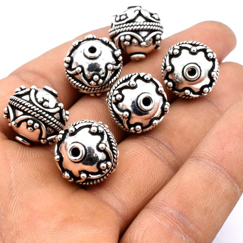 4 Pcs 16mm Bali Bead Antique Silver Plated | eBay