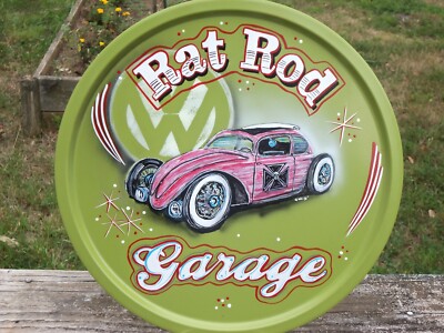 Rat Rod Garage 12"pan sign VW Wolkswagen,Beetle,Bug,Hot Rod Pinstripe ...