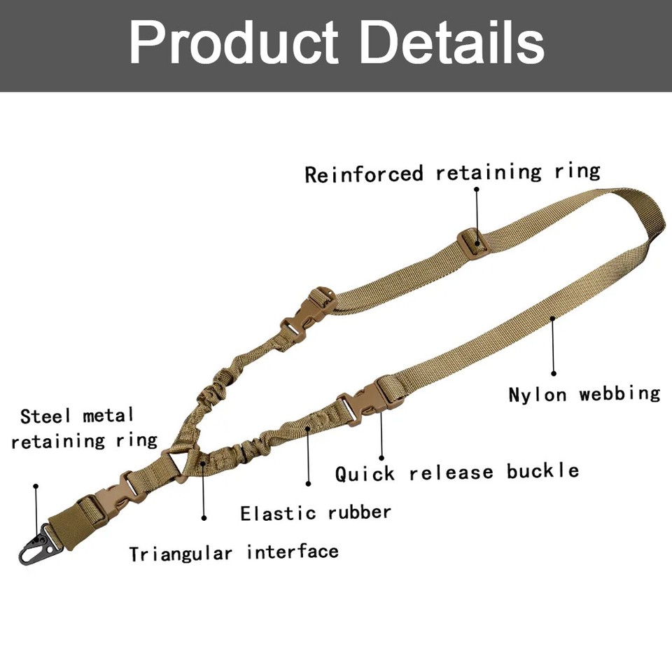 Tactical Single One Point Bungee Gun Rifle Sling Strap with HK Clip ...