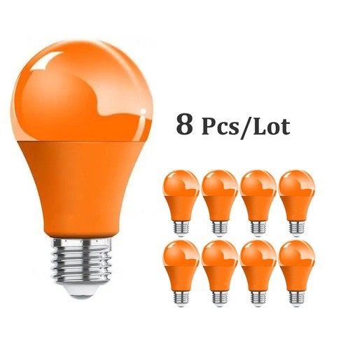 8 Pack E27 Cap LED Bulb SMD 2835 5W Orange Color Non-dimmable Bulbs for ...