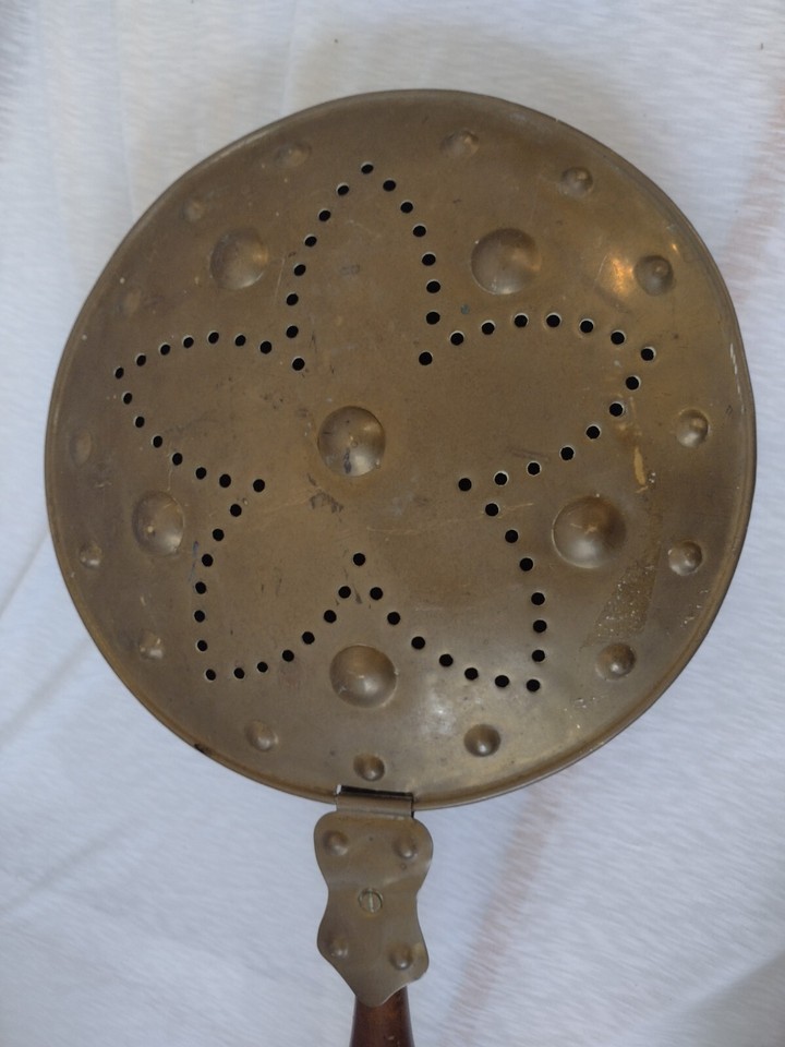 18th Century Bed Warmer Historic Example Solid Brass Copper & Wood 99cm ...