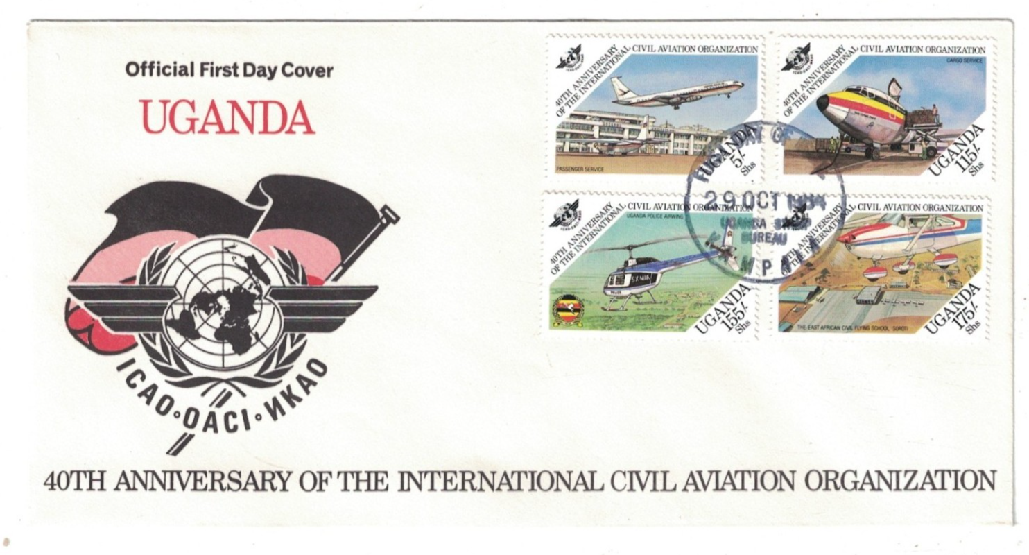 1984 FDC UGANDA 40TH ANNIVERSARY CIVIL AVIATION ORGANIZATION CACHET ...