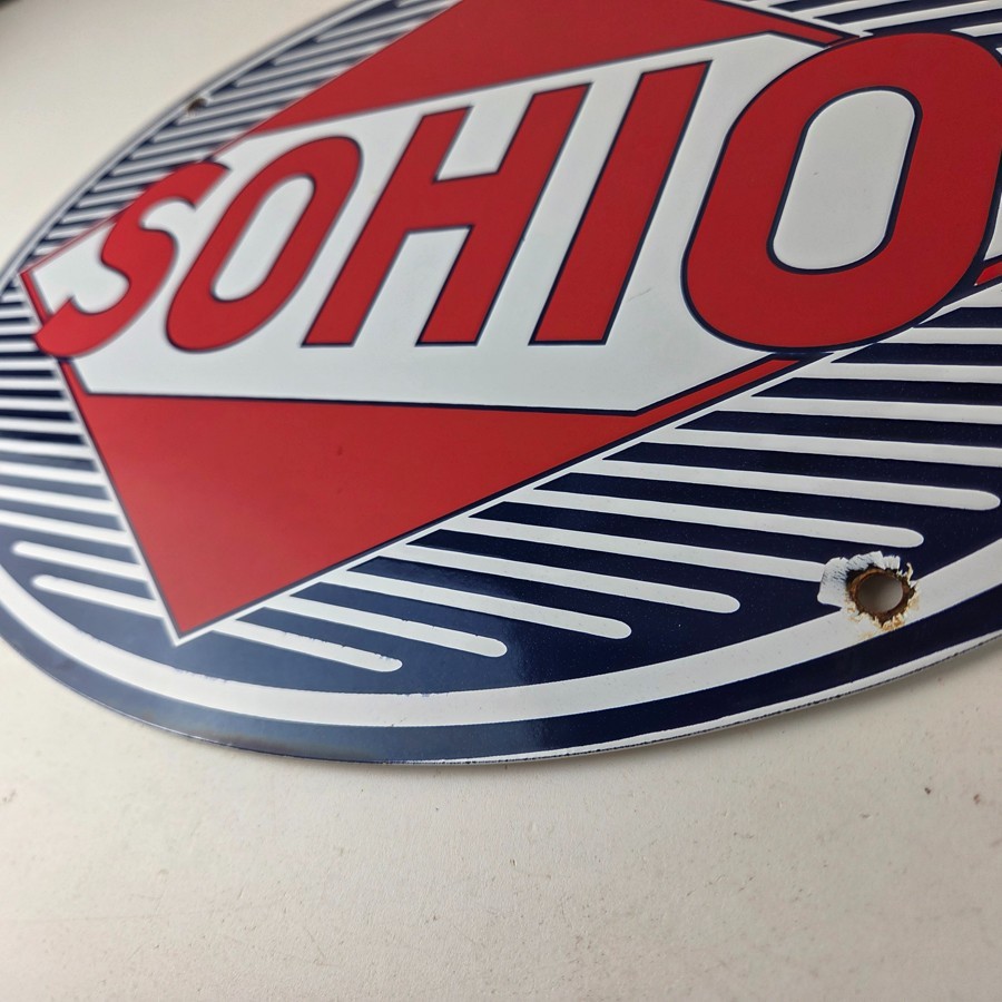 Vintage Porcelain Gasoline Sign - Sohio Gas Motor Oil Service Ohio Pump ...