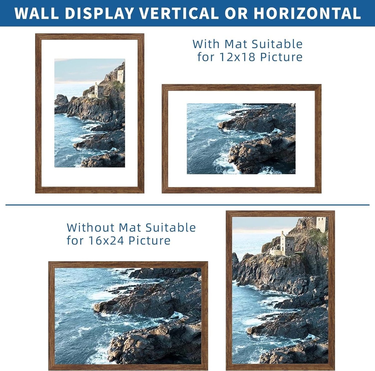 Poster Frames Wall 2-Pack 16x24 Inch Solid Oak Wood Picture Frames ...