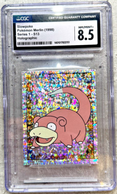 Pokemon Merlin Sticker Slowpoke Holographic CGC 8.5 NM/Mint, Series 1 ...