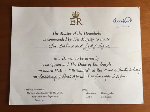 Queen Elizabeth II royal dinner invitation | eBay