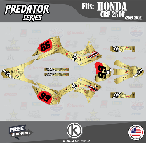 Graphics Kit for HONDA CRF250F (2019-2024) Predator - GOLD | eBay