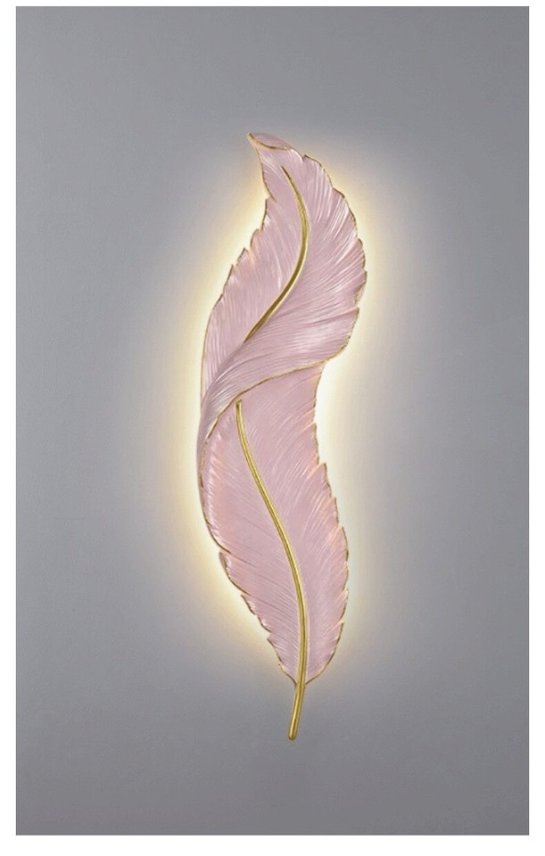 LED Feather Wall Lamp Resin Lamp Bedroom Wall Hallway Home Decor Indoor ...