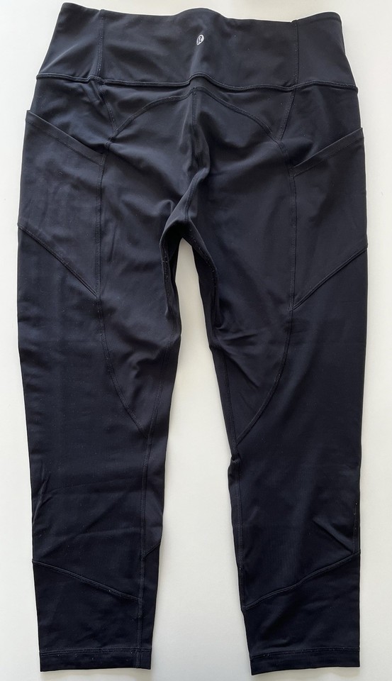 Lululemon Leggings Black Size 12 Long Leg Flat Waistband Outer Thigh ...