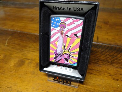 STATUE OF LIBERTY LADY LIBERTY POP ART DESIGN ZIPPO LIGHTER MINT IN BOX ...