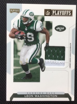 LEON WASHINGTON 07 PLAYOFF GOLD 2 COLOR ROOKIE JERSEY PATCH 4/250 JETS ...