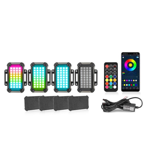 LED Rock Lights Car UTV Underglow RGBW 4 Pods Multicolor Neon Lights ...