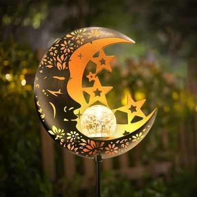 Moon Solar Lights Outdoor Garden Decorative Star Solar Lantern with ...