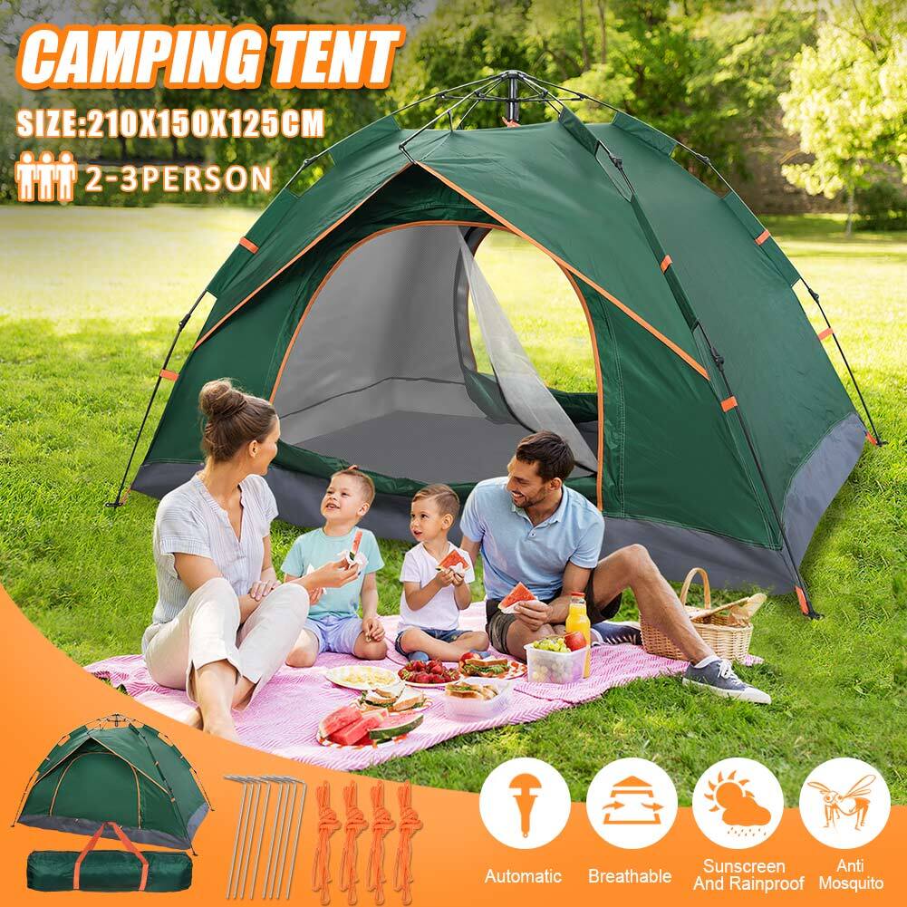 2-3 Man Automatic Instant Double Layer Pop Up Camping Tent Waterproof ...