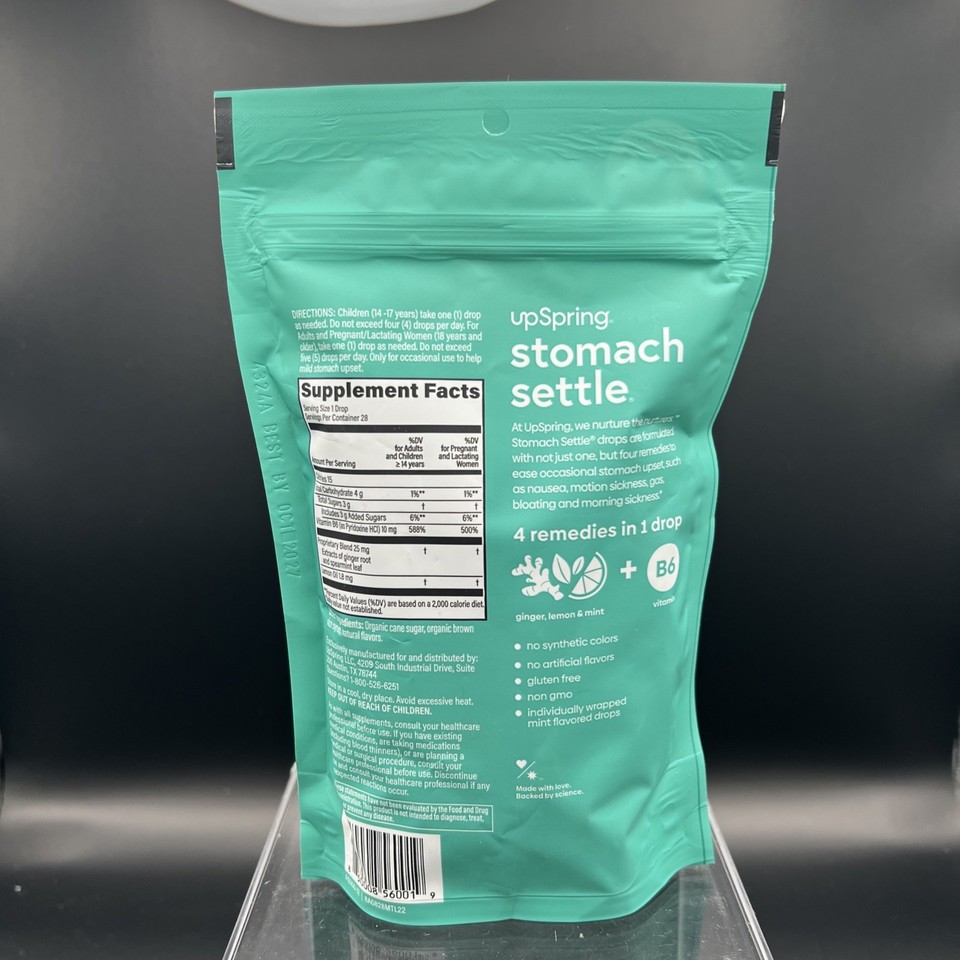 UpSpring Stomach Settle Mint Drops for Occasional Nausea relief 28 ...