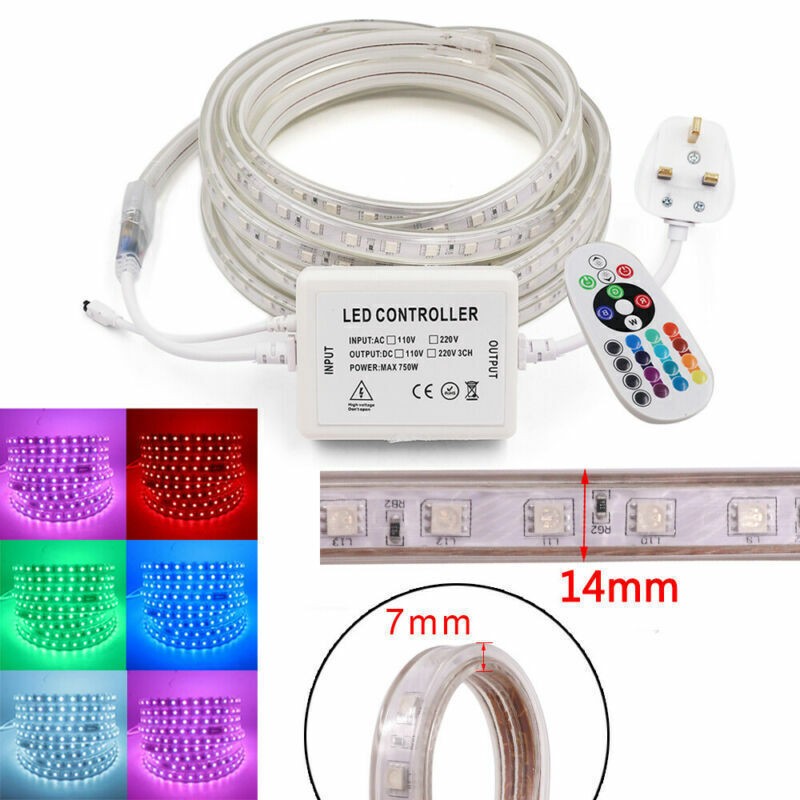 220V LED Strip Rope Lights IP67 5050 SMD Waterproof Outdoor Indoor Lamp ...
