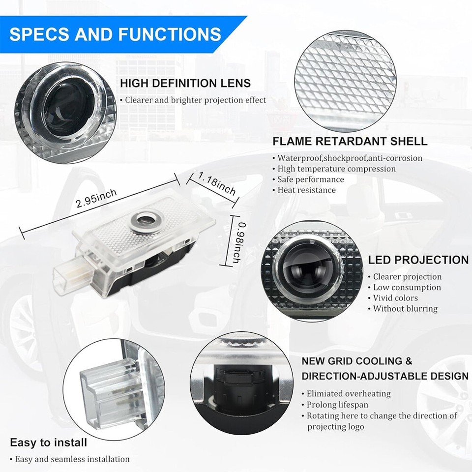 For 2006-2022 Charger Scat Pack LED Door Courtesy Puddle Lights 6.4L R ...