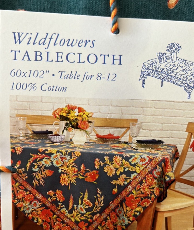 NEW April Cornell Linen Tablecloth Wildflowers Size 60"x102” New Floral ...
