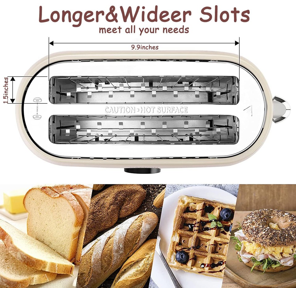 Toaster 4 Slice Retro Long Slot Toasters With Countdown Timerstainless ...