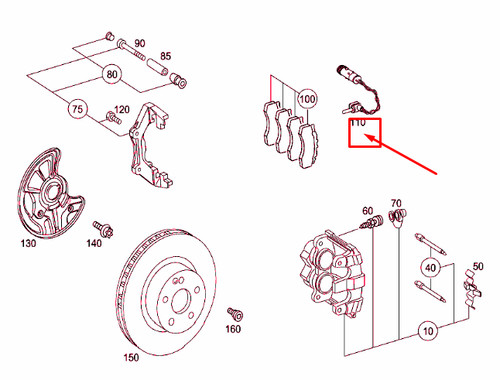 NEW MERCEDES-BENZ E W211 FRONT LEFT WHEEL BRAKE WEAR SENSOR A2115400717 ...