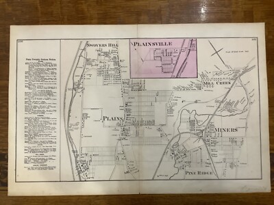 1873 Atlas Map of Plainsville, Plains Township, Luzerne County ...