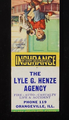 1950s The Lyle G. Henze Agency Insurance Phone 119 Orageville IL ...