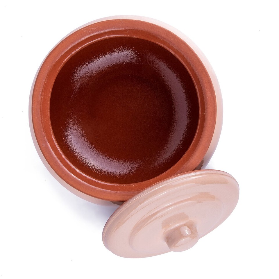 2.6 qt Ceramic Tureen Oven Bean Pot Oven Slow Cooking Baking Pot Clay ...