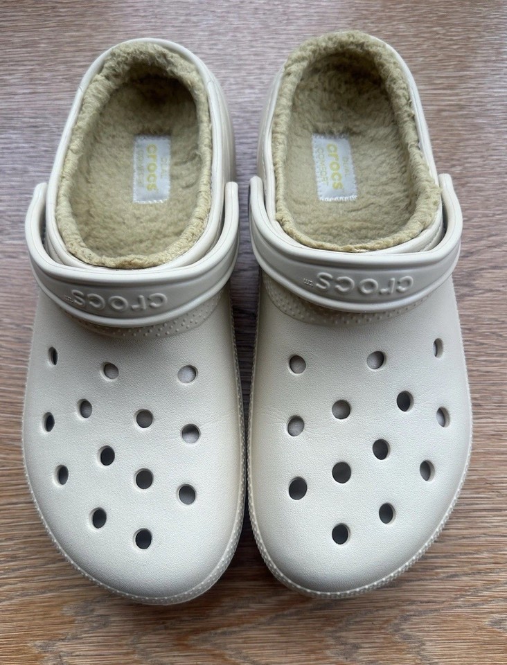 Classic Lined Crocs UK Size 10 - Only Worn Once - ‘Sesame’ / Cream ...