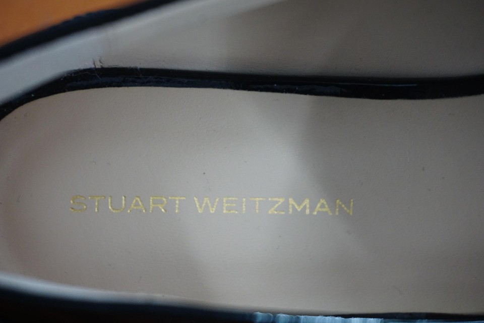 Stuart Weitzman Mila Lift Shoes Womens 8 Black Patent Tassel Loafers ...