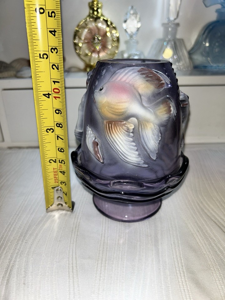 Fenton Violet Purple Atlantis Koi Fish Seashells Fairy Lamp *C.Curry ...