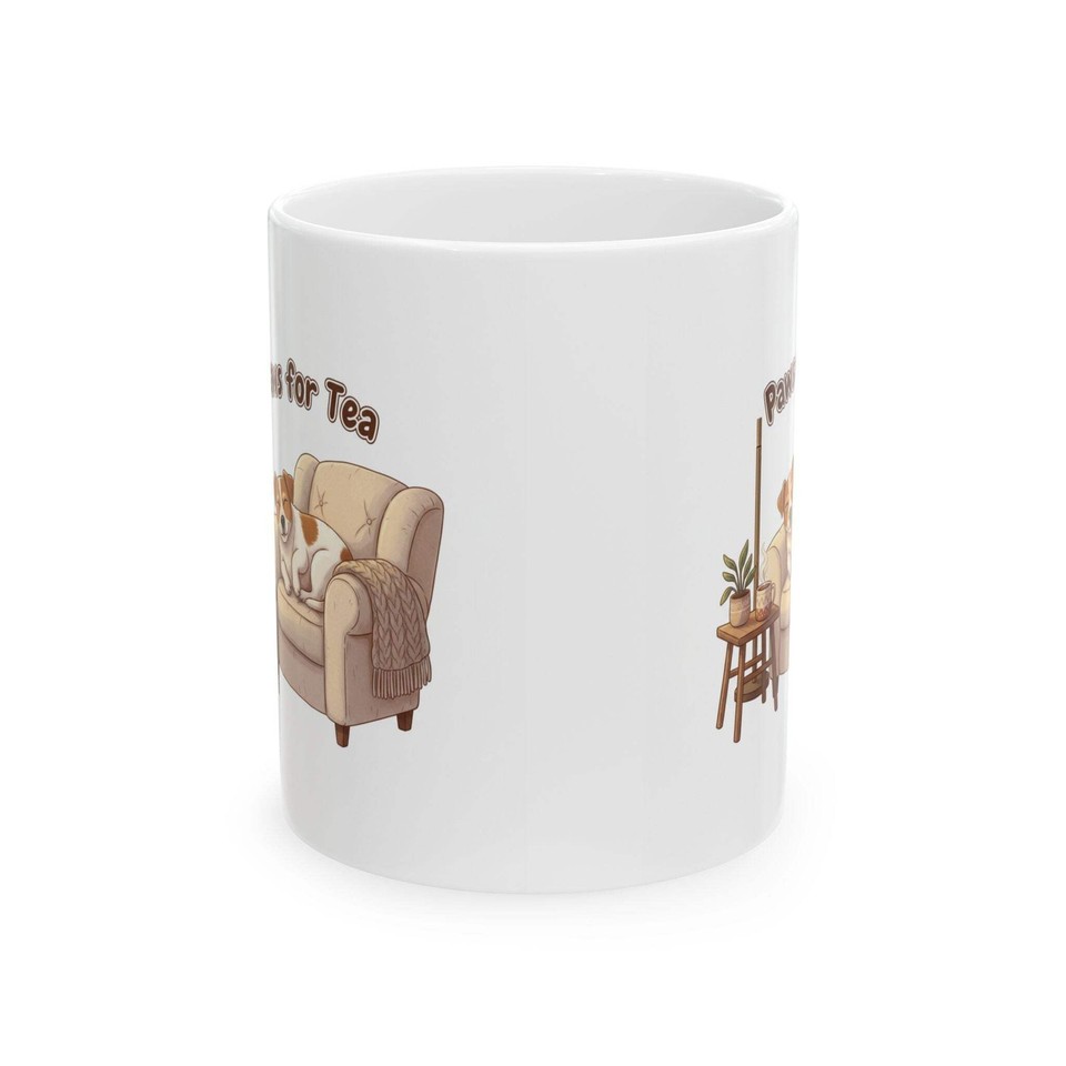 Paws for Tea dog on armchair Mug | Ceramic coffee cup, 11oz or 15oz ...