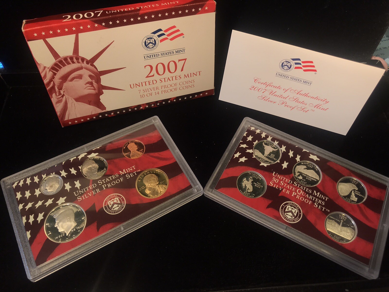 2007 United States Mint Silver Proof Set 10 of 14 Coins w/ OG Box & COA ...
