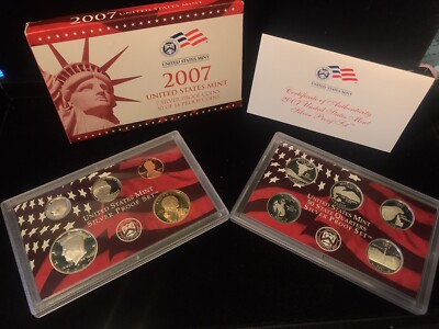 2007 United States Mint Silver Proof Set 10 of 14 Coins w/ OG Box & COA ...
