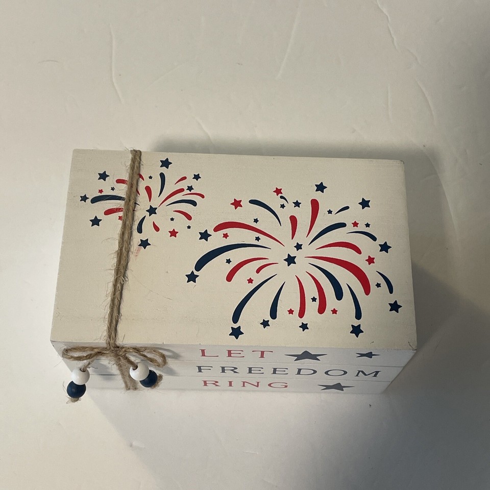 Distressed Let Freedom Ring Wood Box 3”x 6” Patriotic Decor New | eBay