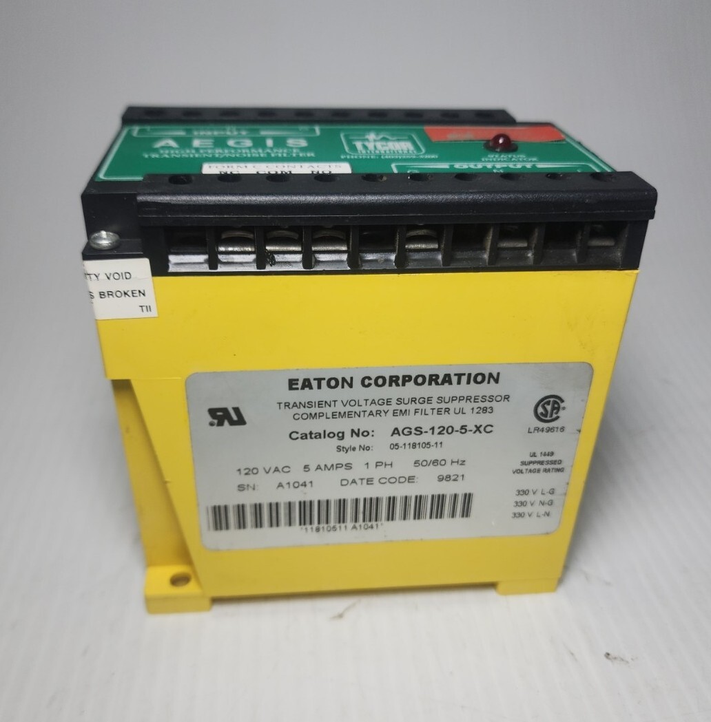 Eaton AGS-120-5-X Transient Voltage Surge Suppressor AEGIS Noise Filter ...