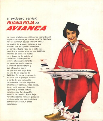 Avianca Flight - Brochure Depliant Pubblicità Vintage (anni '60-'70 ...