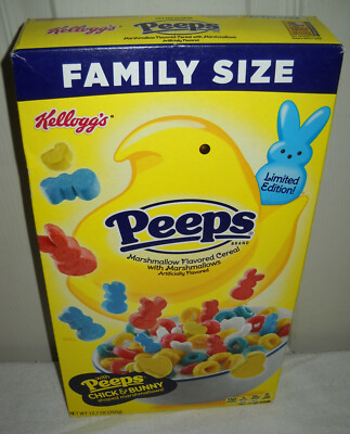 #10693 Kellogg's 2020 Family Size PEEPS Cereal FULL BOX | eBay