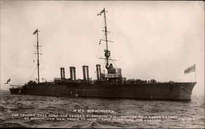 WWI HMS Birmingham Battleship Cruiser Ship Vintage Real Photo Postcard ...