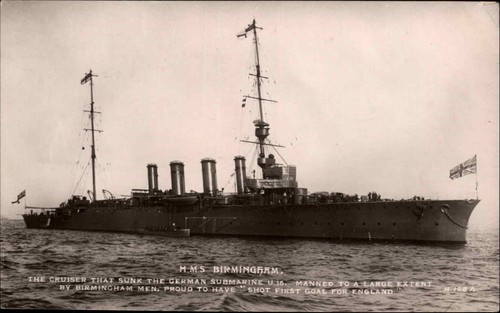 WWI HMS Birmingham Battleship Cruiser Ship Vintage Real Photo Postcard ...