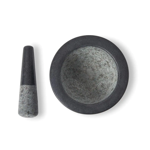 Mortar and Pestle Herbs Grinding Crushing Kitchen Tool 7 in. Dia Black ...