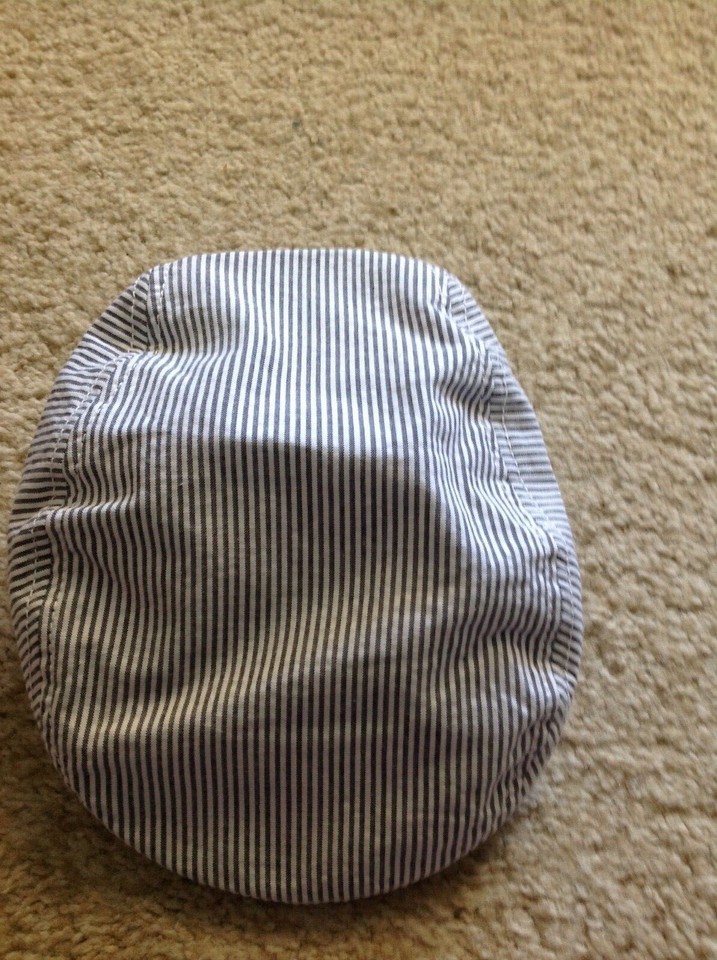 Gymboree Spring Car Classic Gray Seersucker Stripe Driving Cap Hat 12 ...