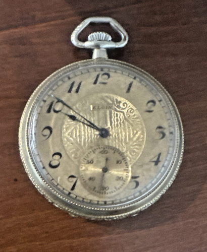 Runs Elgin 17J Pocket Watch Wadsworth 25 Years Warranted 44mm Case 12s ...